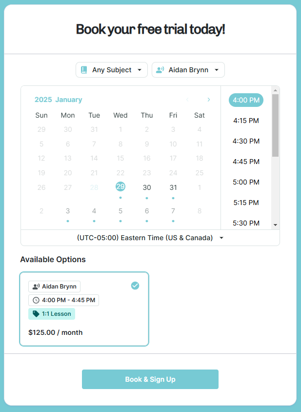 Feature Overview - Online Booking