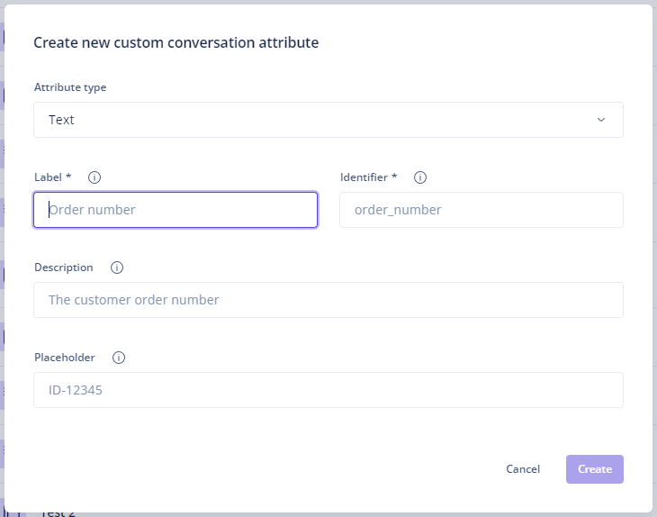 Adding & editing custom conversation attributes