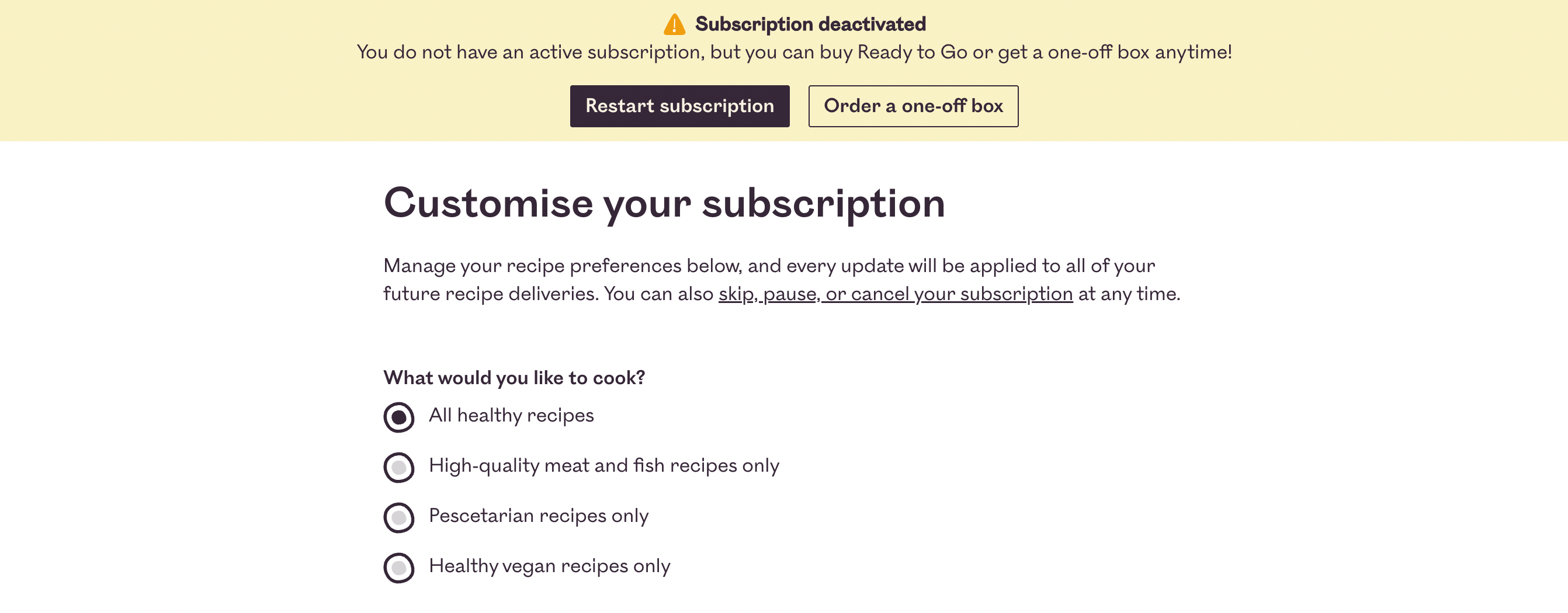 Reactivating your subscription