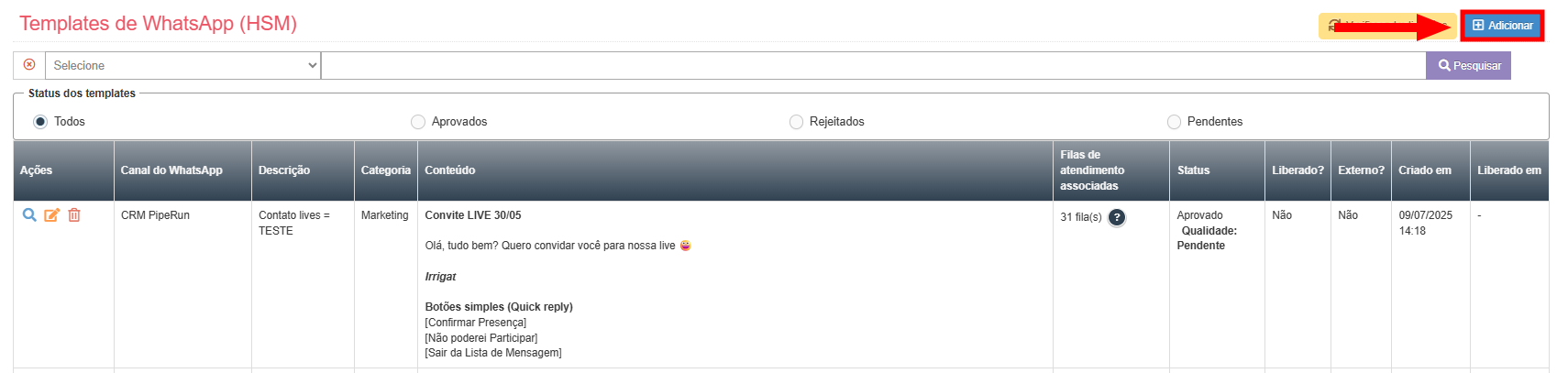 Como cadastrar templates de WhatsApp (HSM)