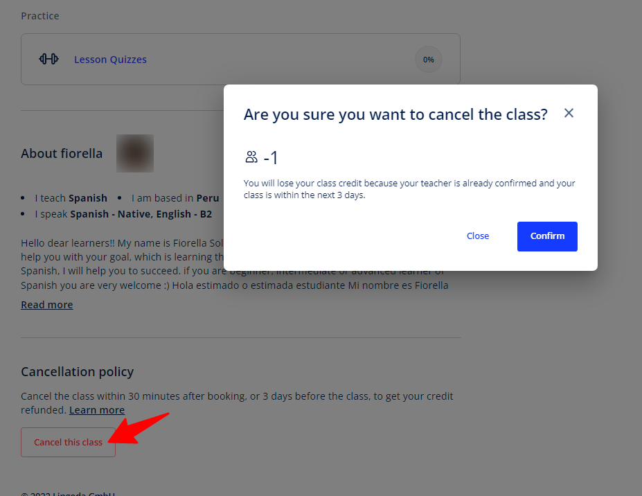 How can I cancel a class?