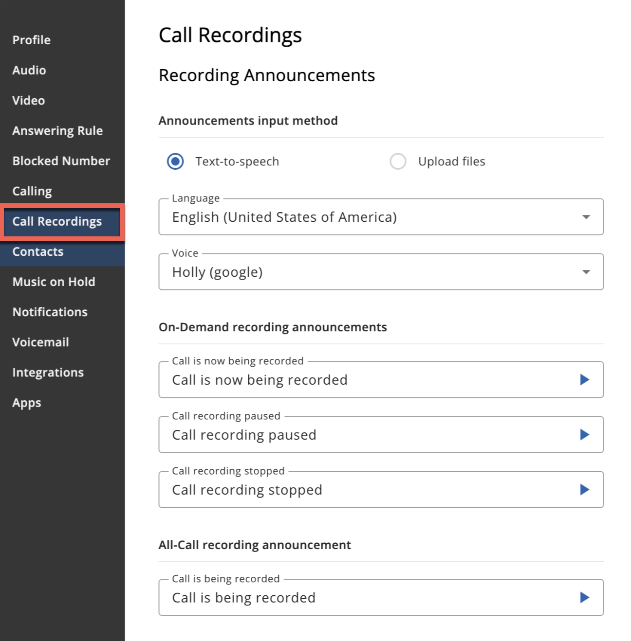 UC Client Call Recording Announcements