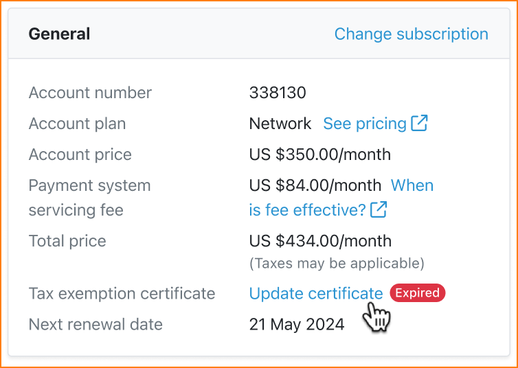 Uploading tax exemption certificates