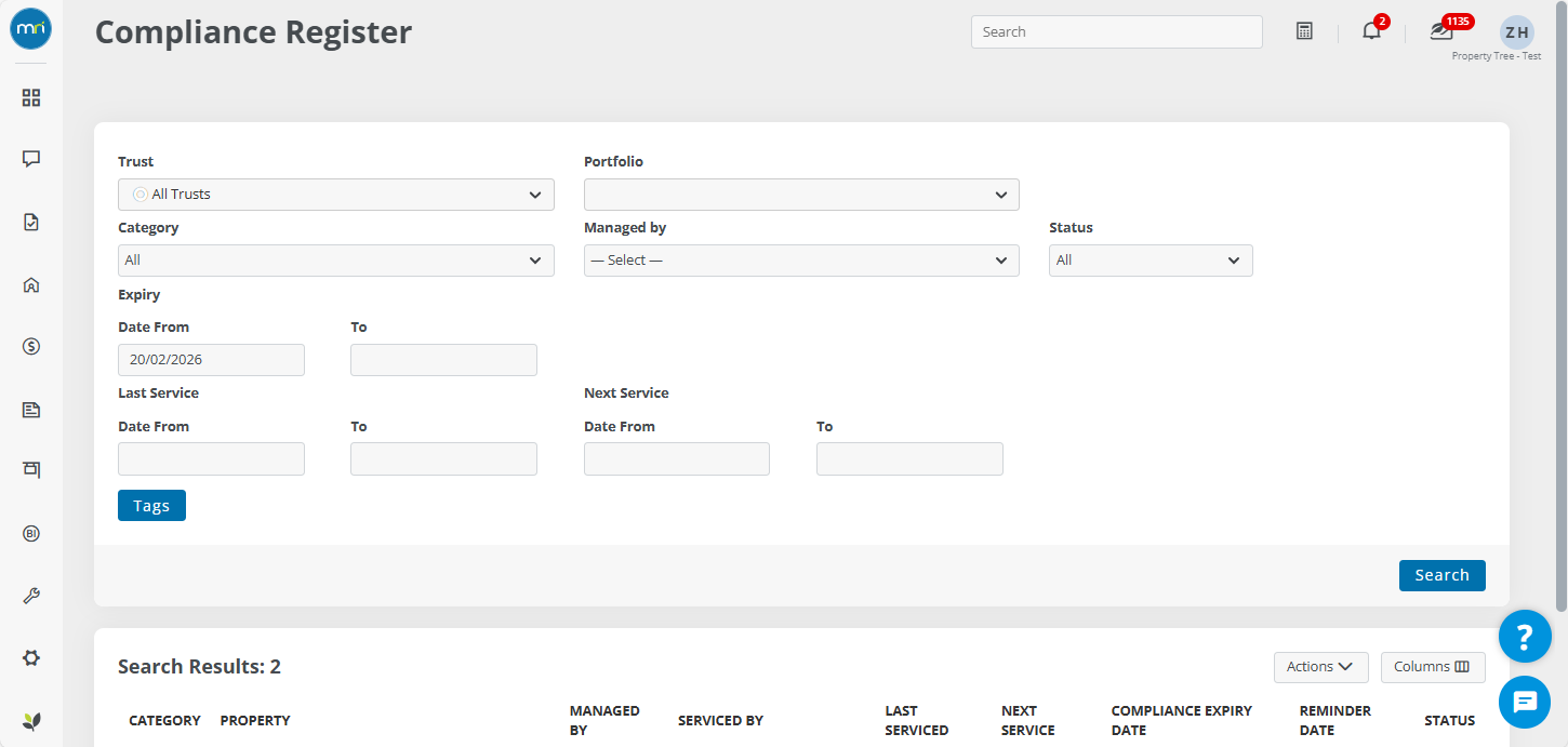 Manage property compliance