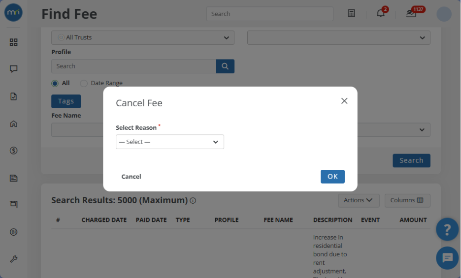 Cancel and refund fees