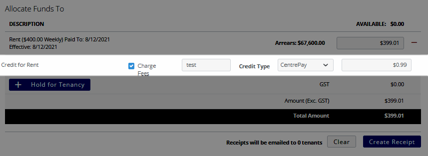 Manage centrepay rent payments