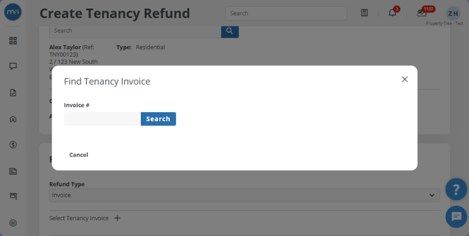 Refund tenancy invoice