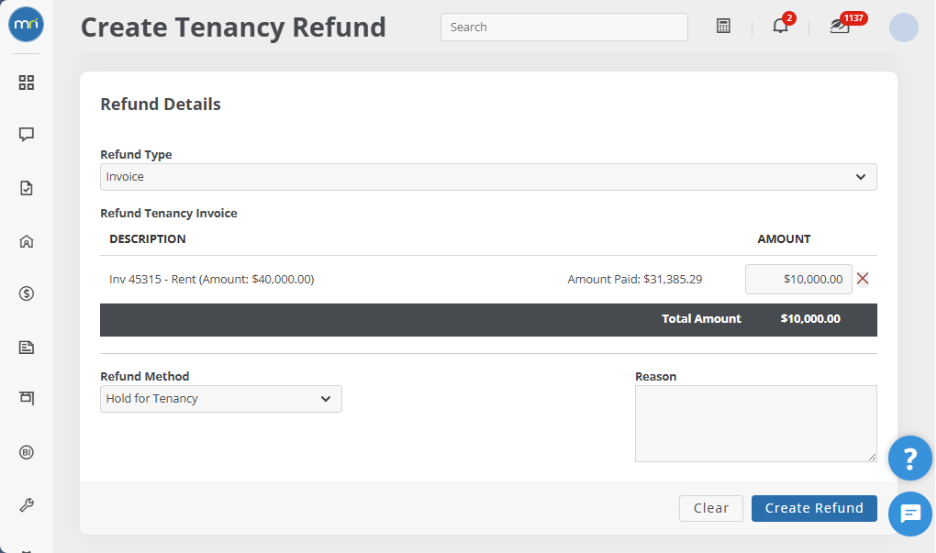Edit a tenancy invoice