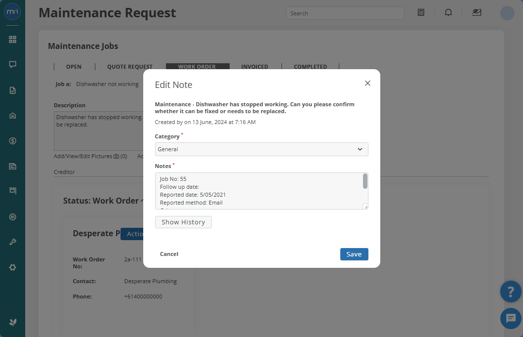 Manage maintenance requests