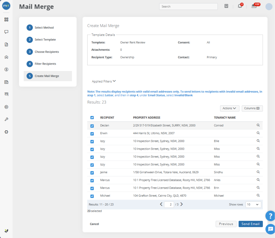 Send bulk email merge