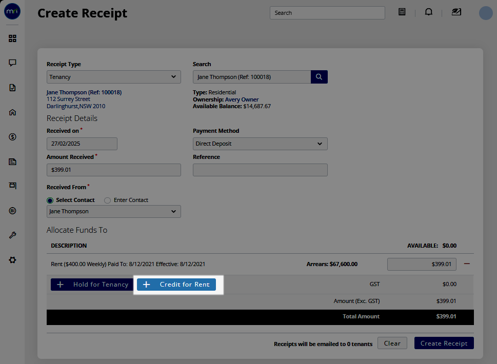 Manage centrepay rent payments