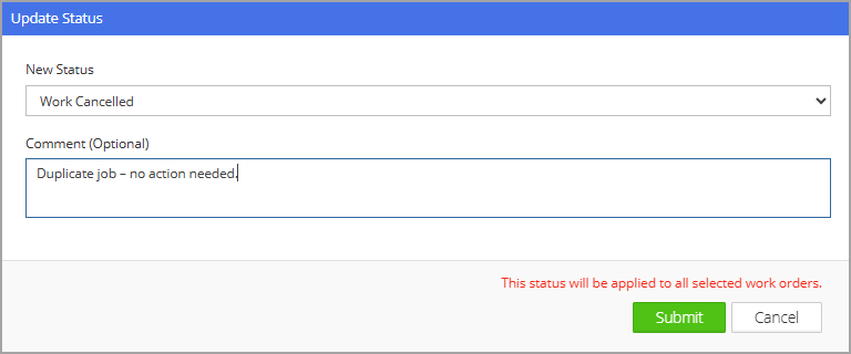 Find and update a work order