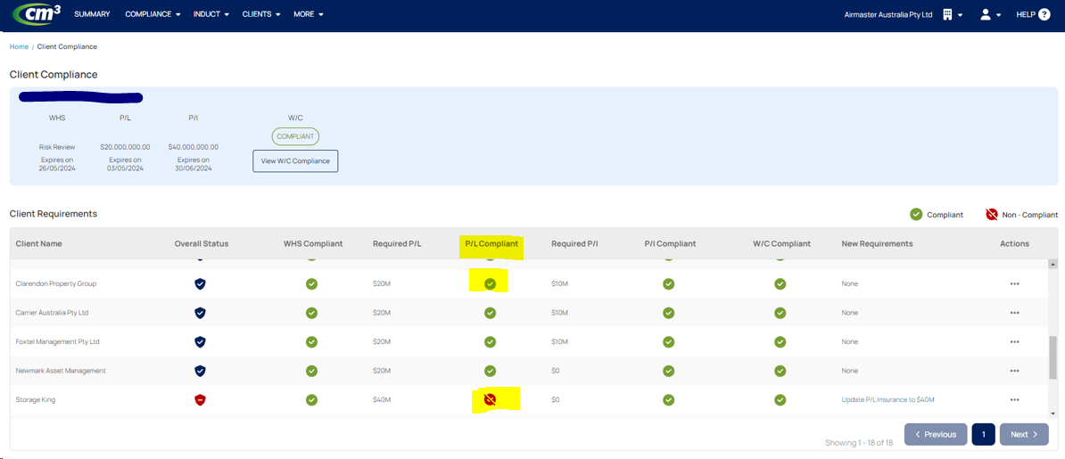 Contractors - Client Compliance Chart – Help Centre