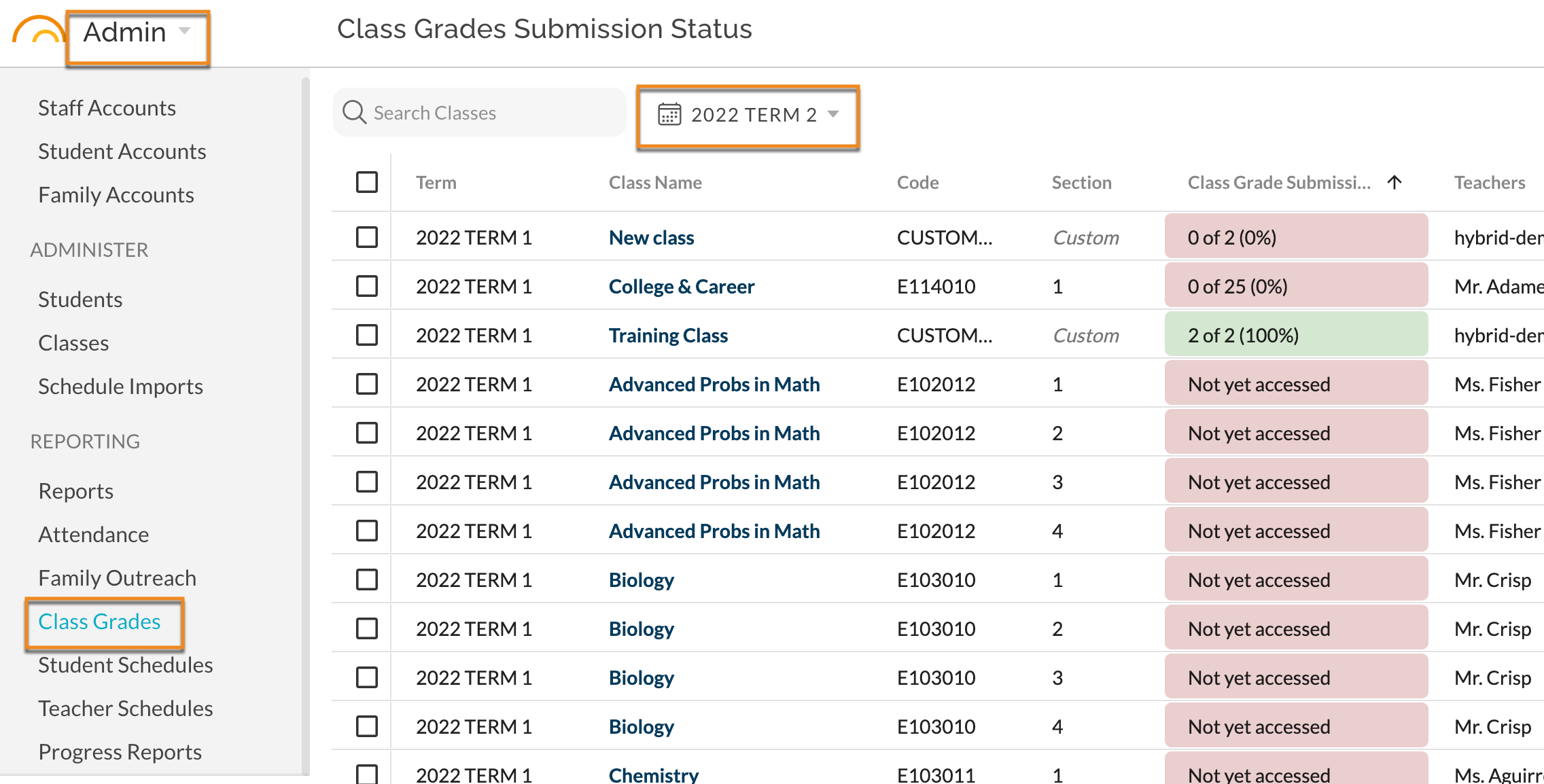 Class Grades How to - Understand the Admin Class Grades Report