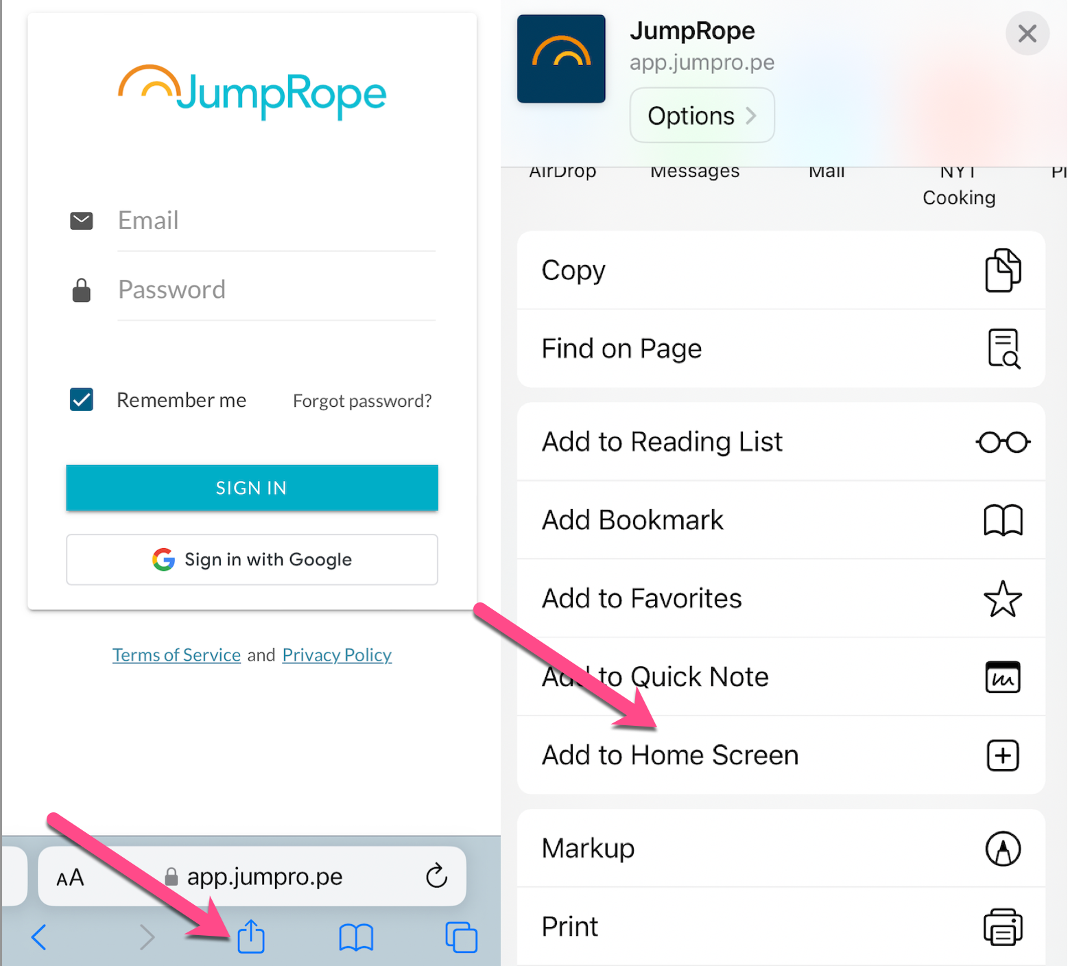 How to - Add a shortcut to JumpRope login page on your mobile device ...