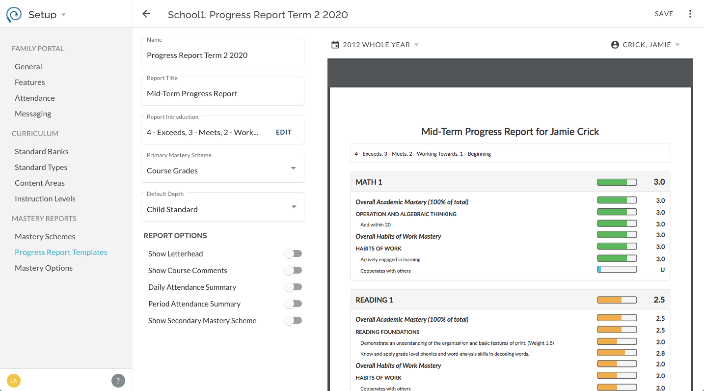 How To - Create, Copy and Edit a Progress Report Template