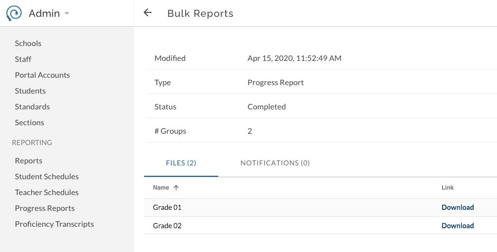 Reference - Progress Reports