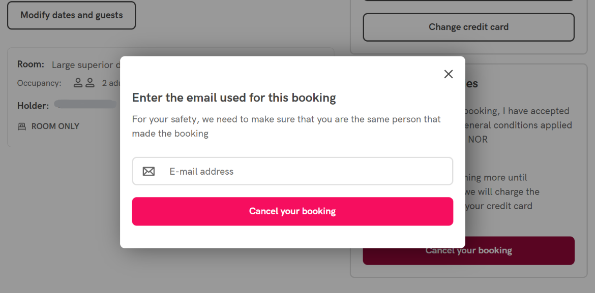 I want to cancel my booking