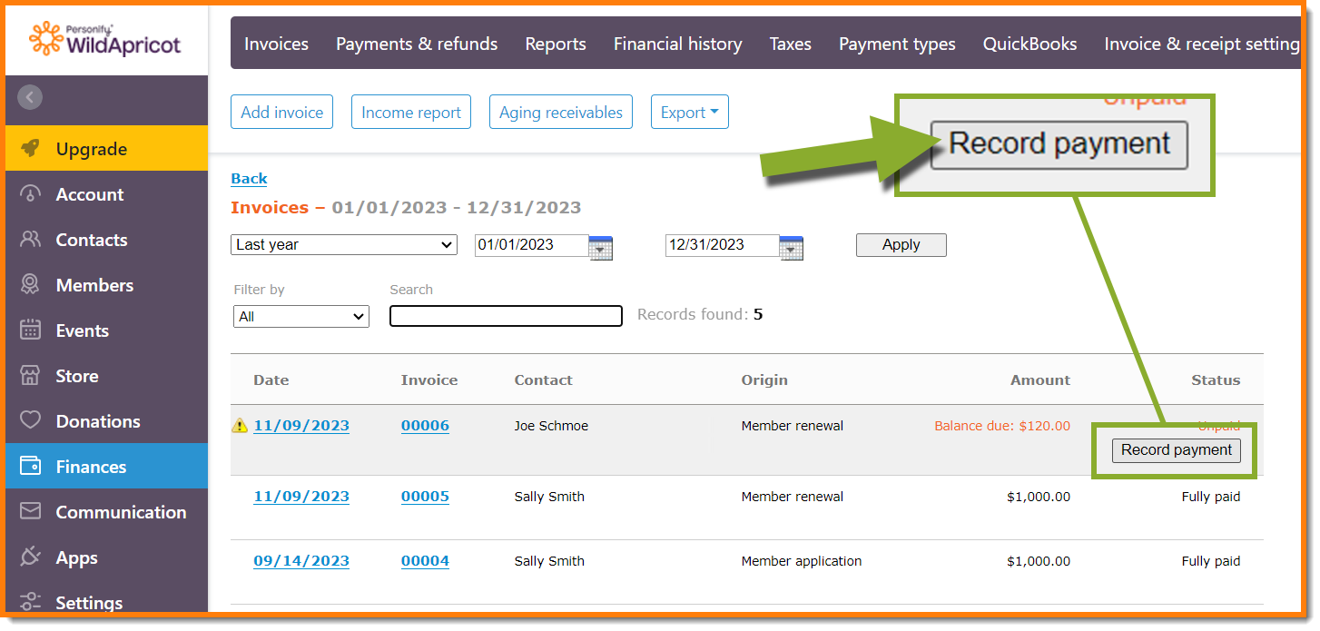 Manual payments
