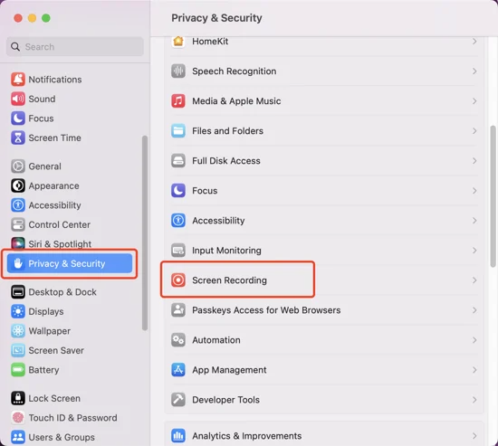 Enable Screen Sharing Permission for macOS Catalina (10.15) and later