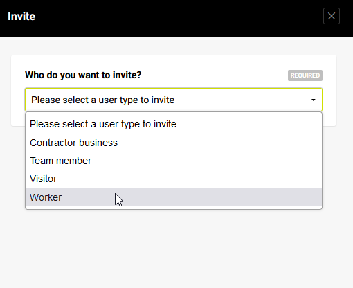 Invite: Contractor worker