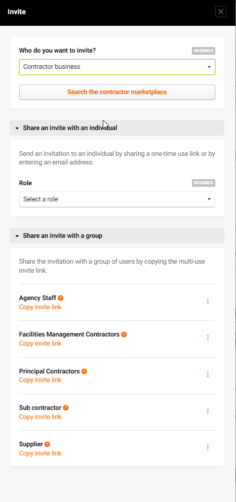 Inviting your contractor businesses to connect