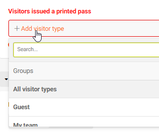 Worksite visitor management settings: Printed pass