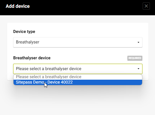 Worksite visitor management settings: Assign a breathalyser device to a ...