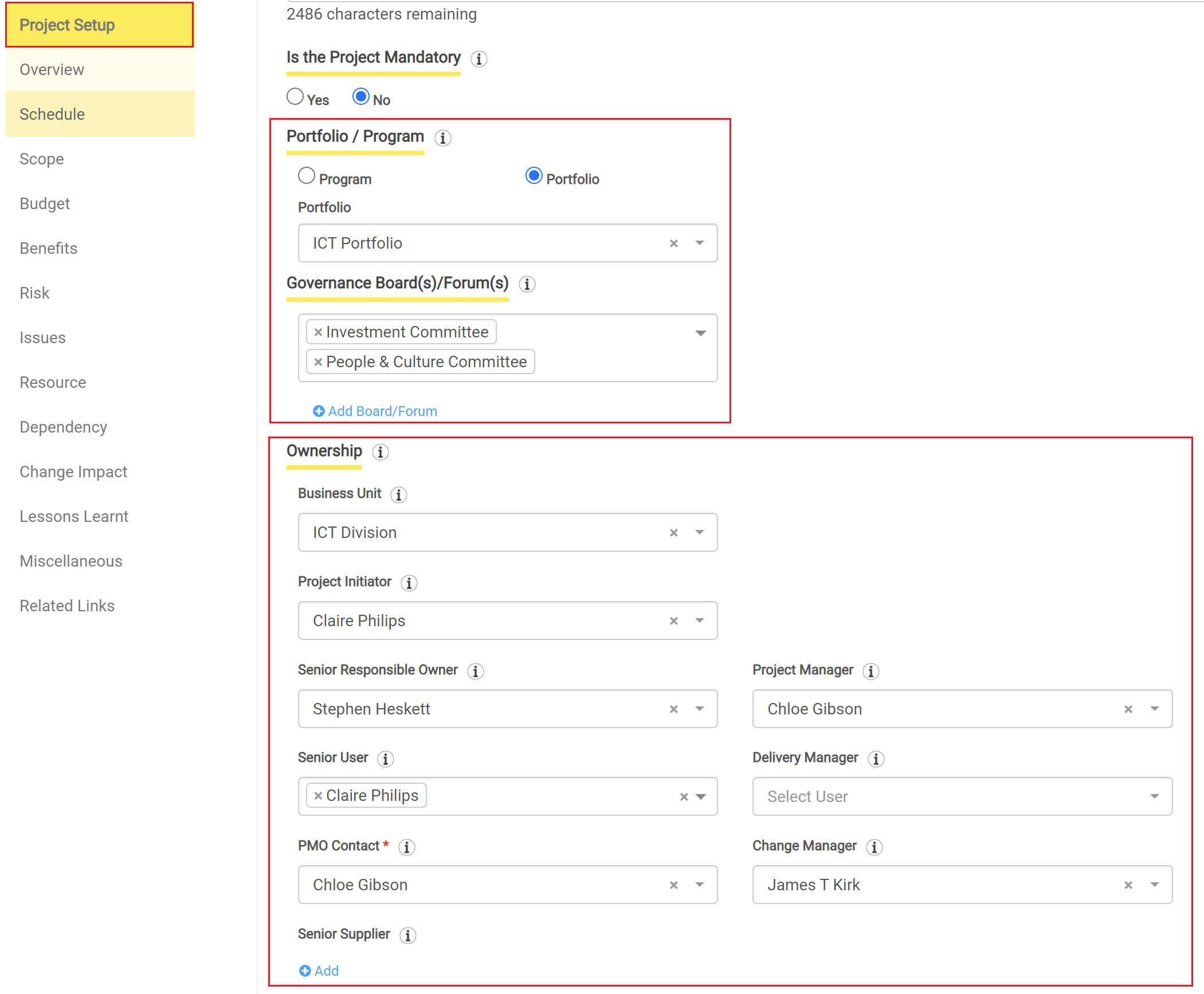 Managing a project plan