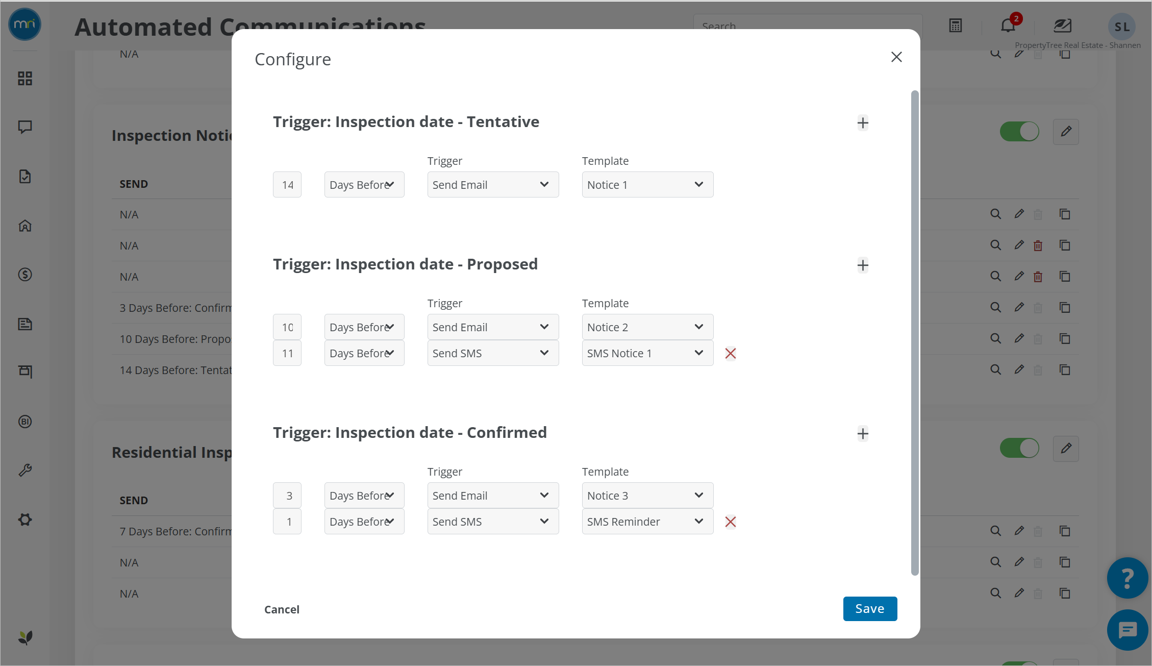 Manage automated inspection notices