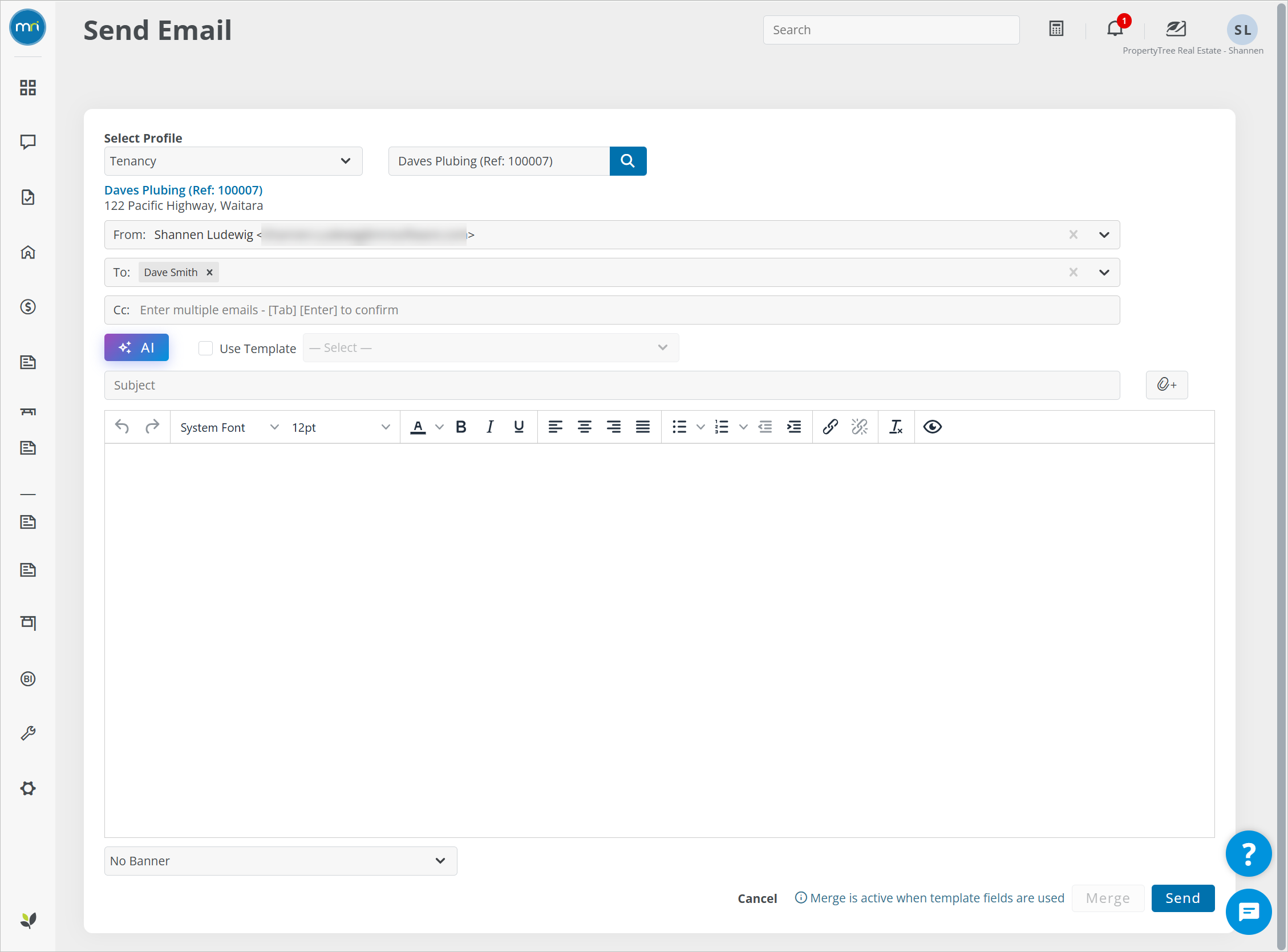 Compose an email in the Communication Platform