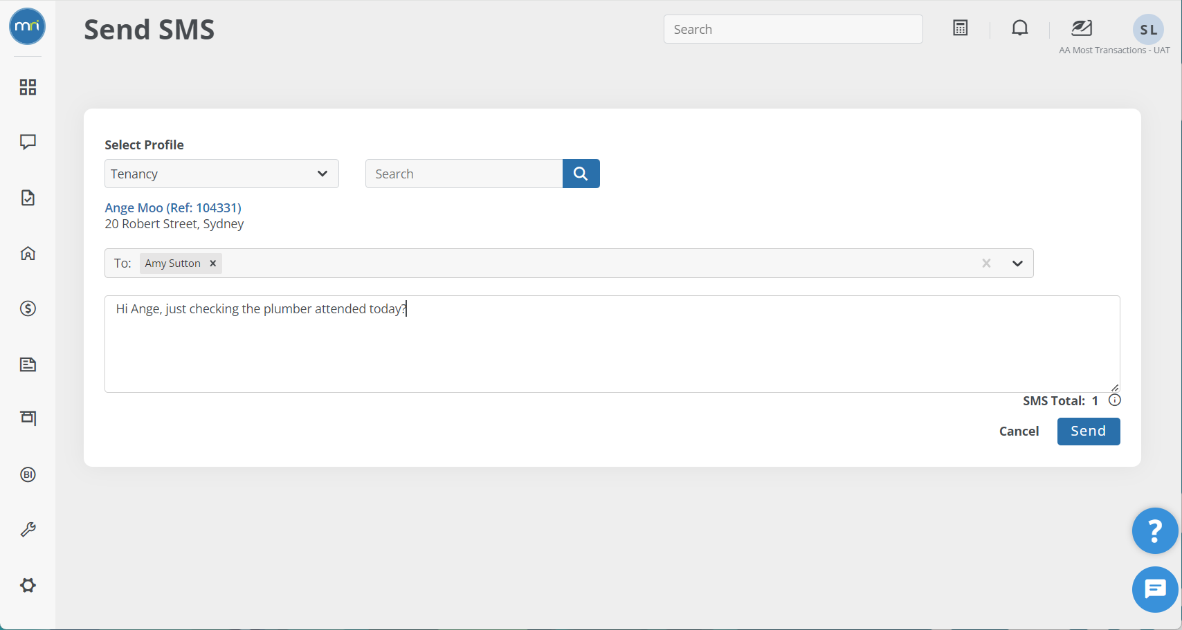 Compose SMS in the Communication Platform