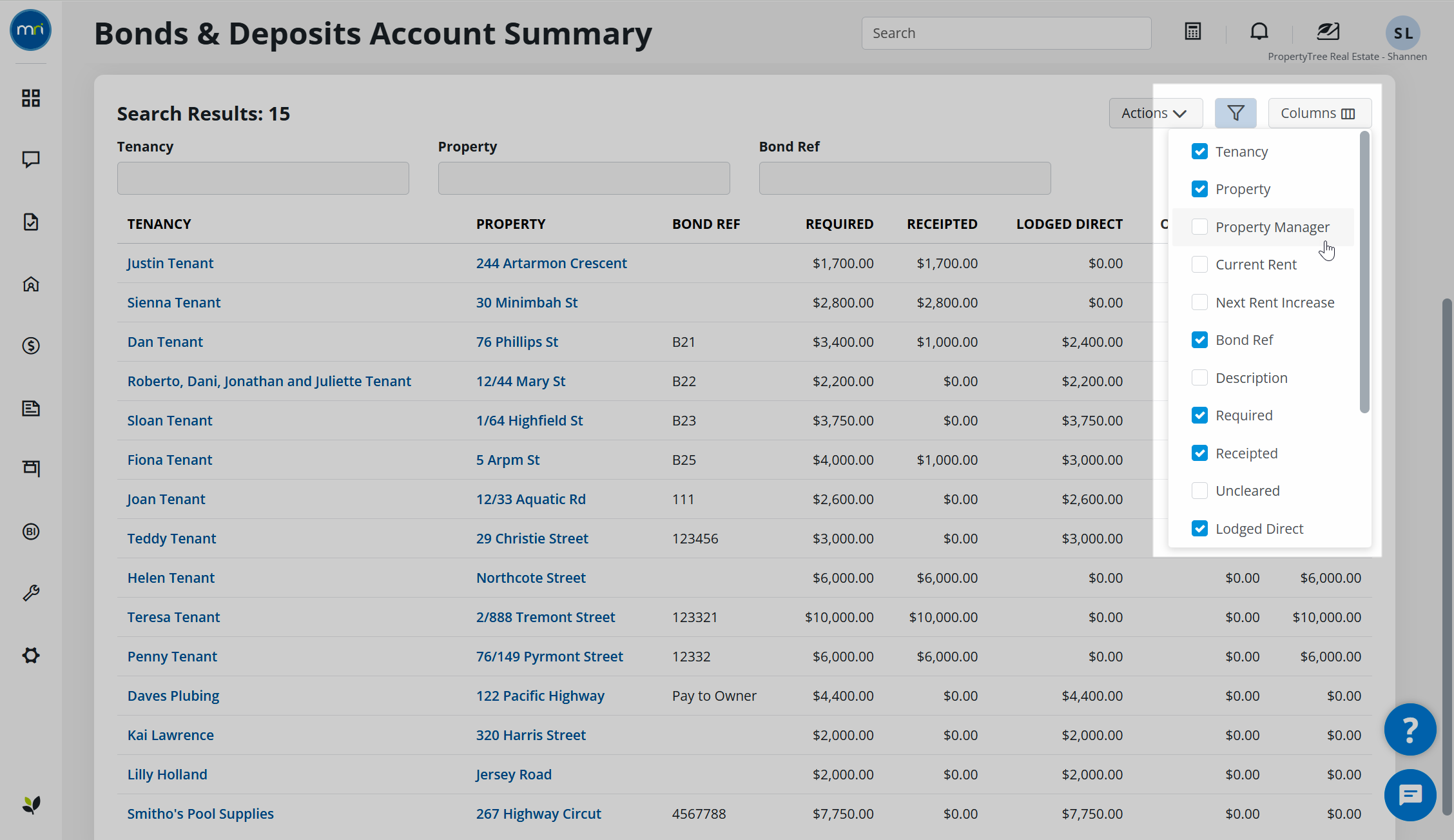 Understand Bond & Deposit Summary
