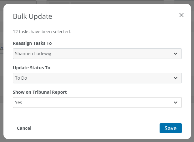 Bulk update tasks