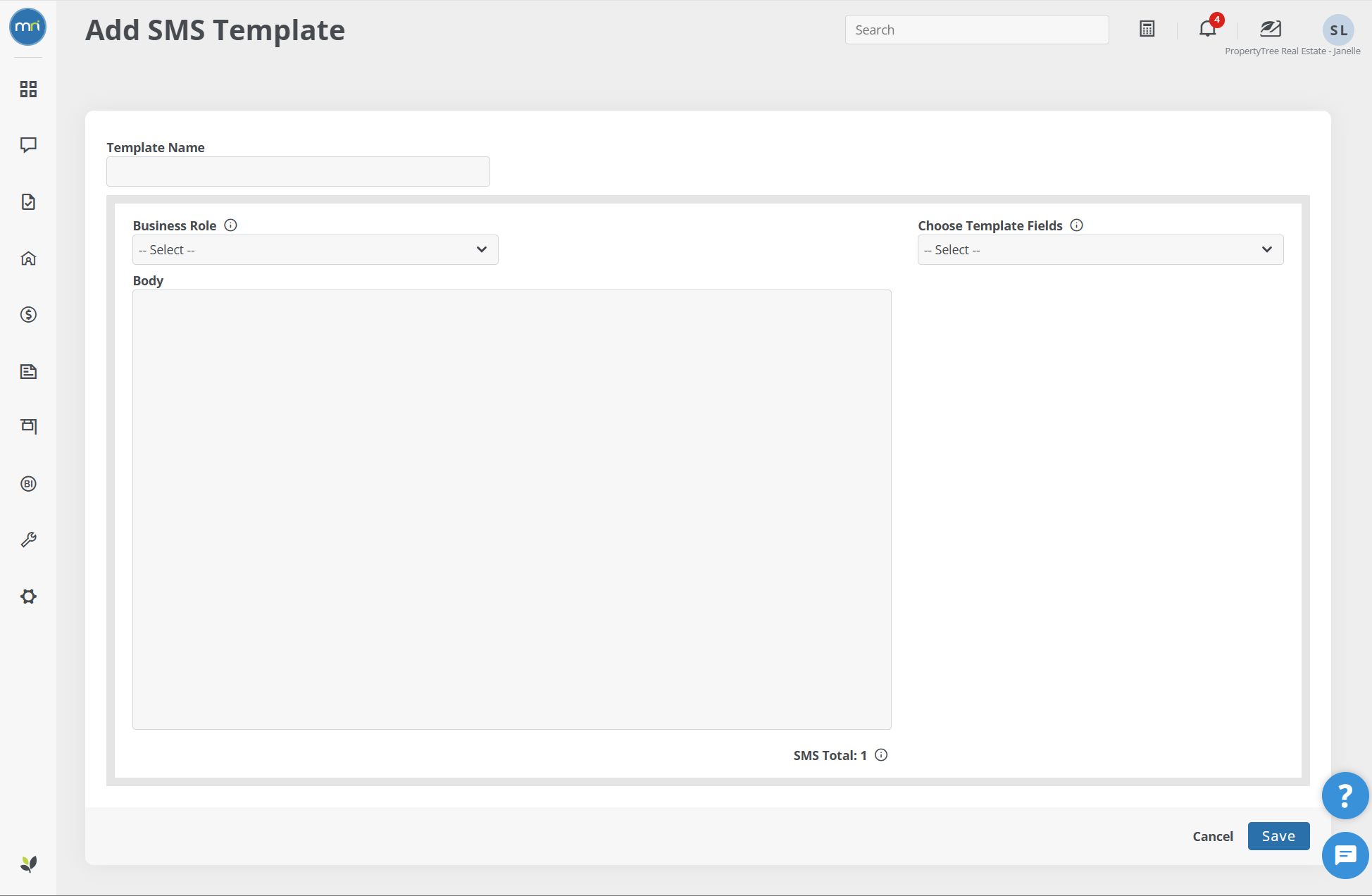 Create and edit SMS templates