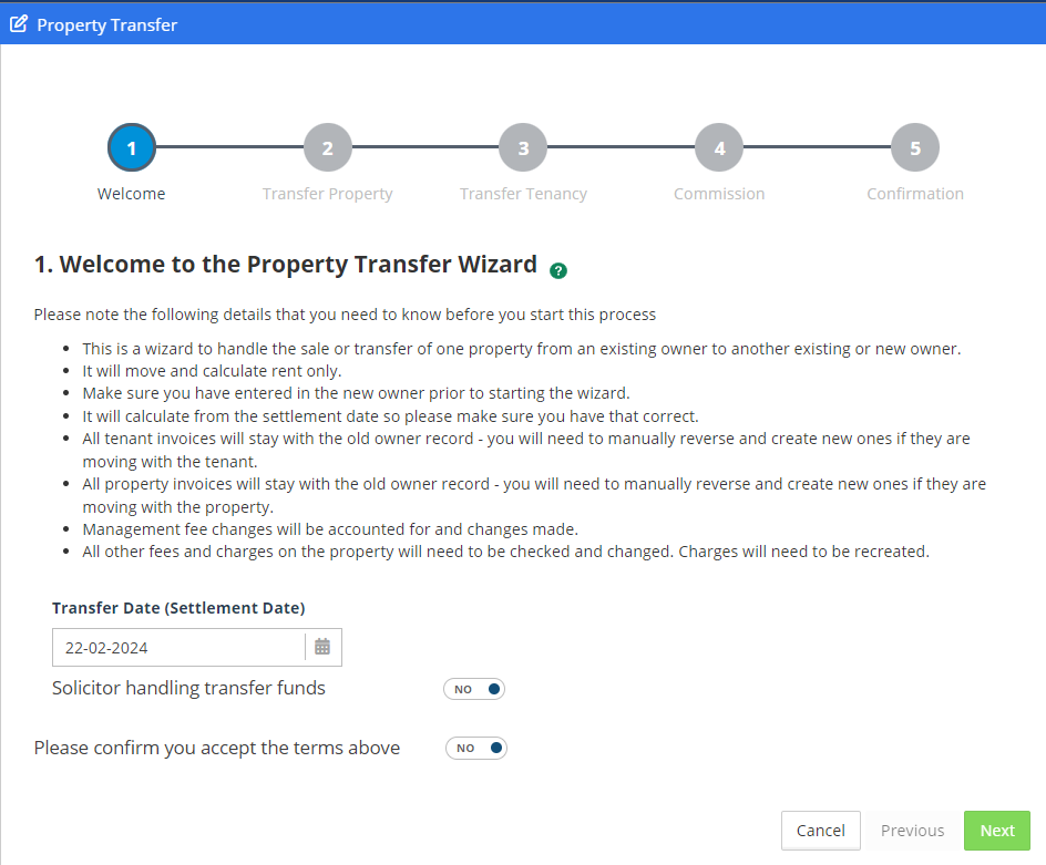 Use property transfer wizard