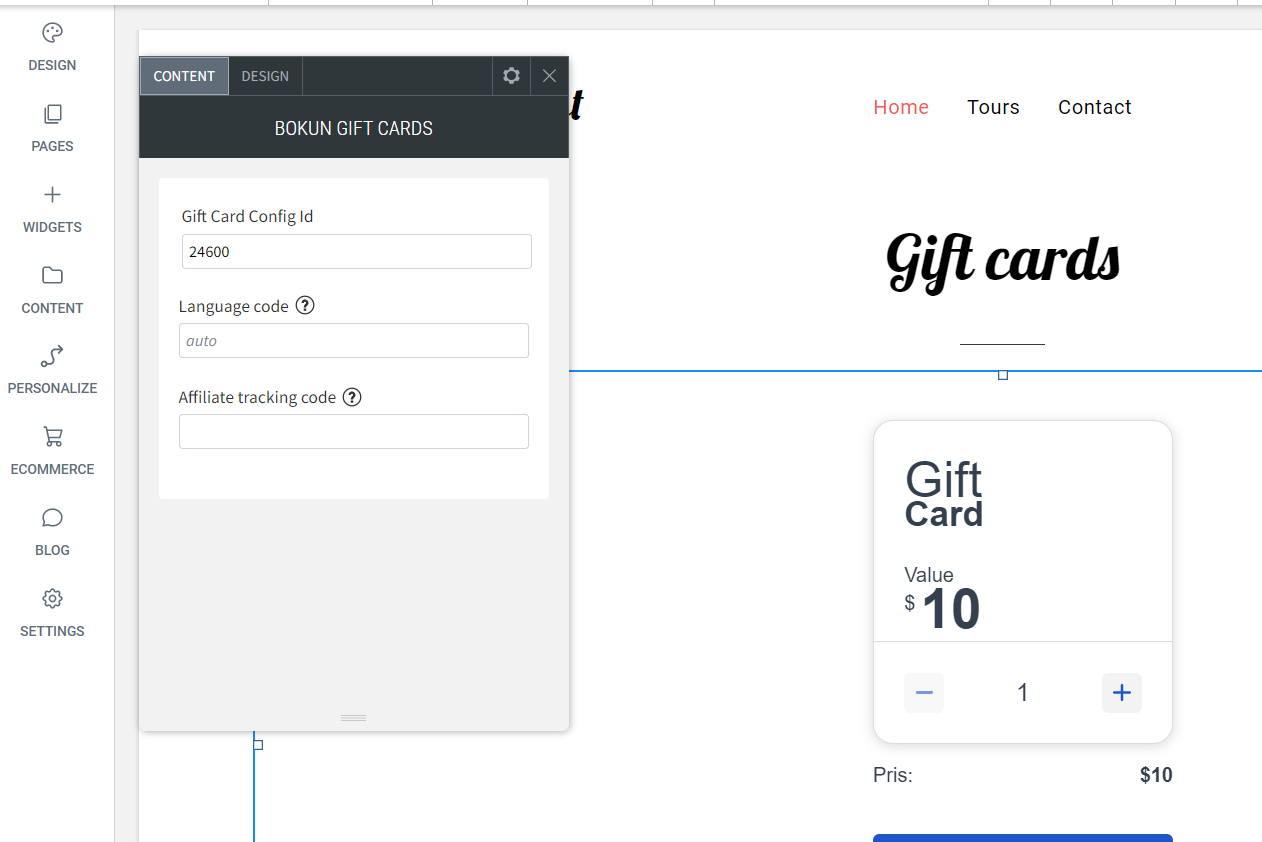 How can I sell gift cards on my website?