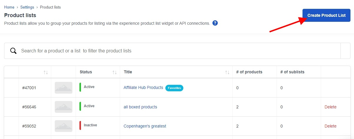Product lists: How to create product lists