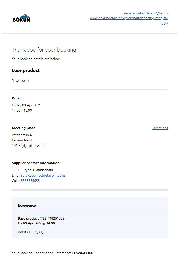 Booking confirmations
