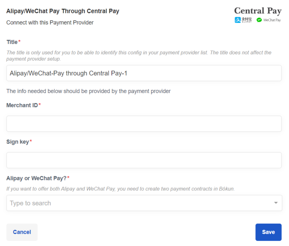 Payment Providers: How to set up Central pay