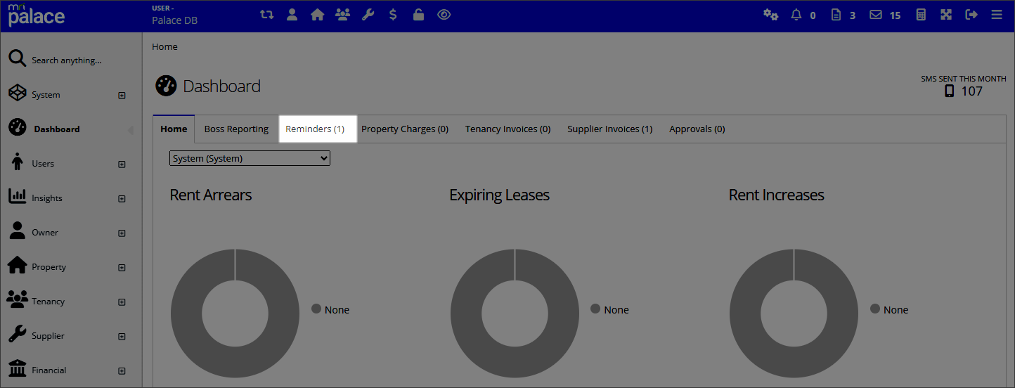 Reminders dashboard overview