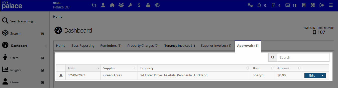 Approvals dashboard overview