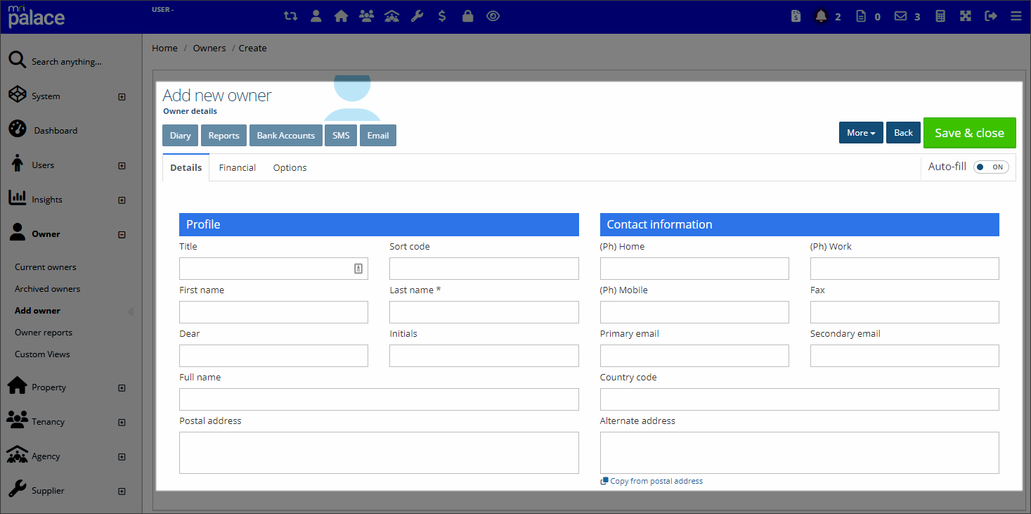 Add an owner profile