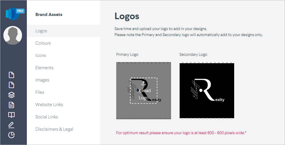 Upload logos
