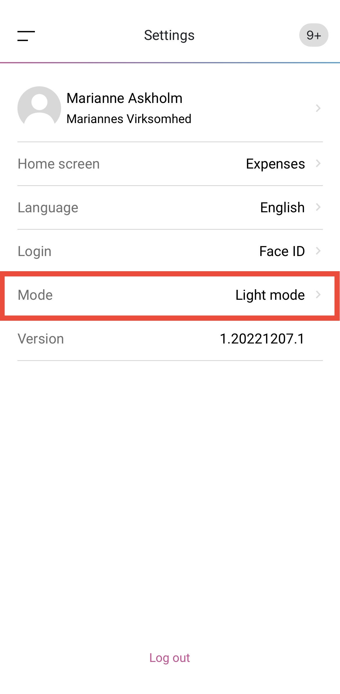 Light or dark mode - Mobile app