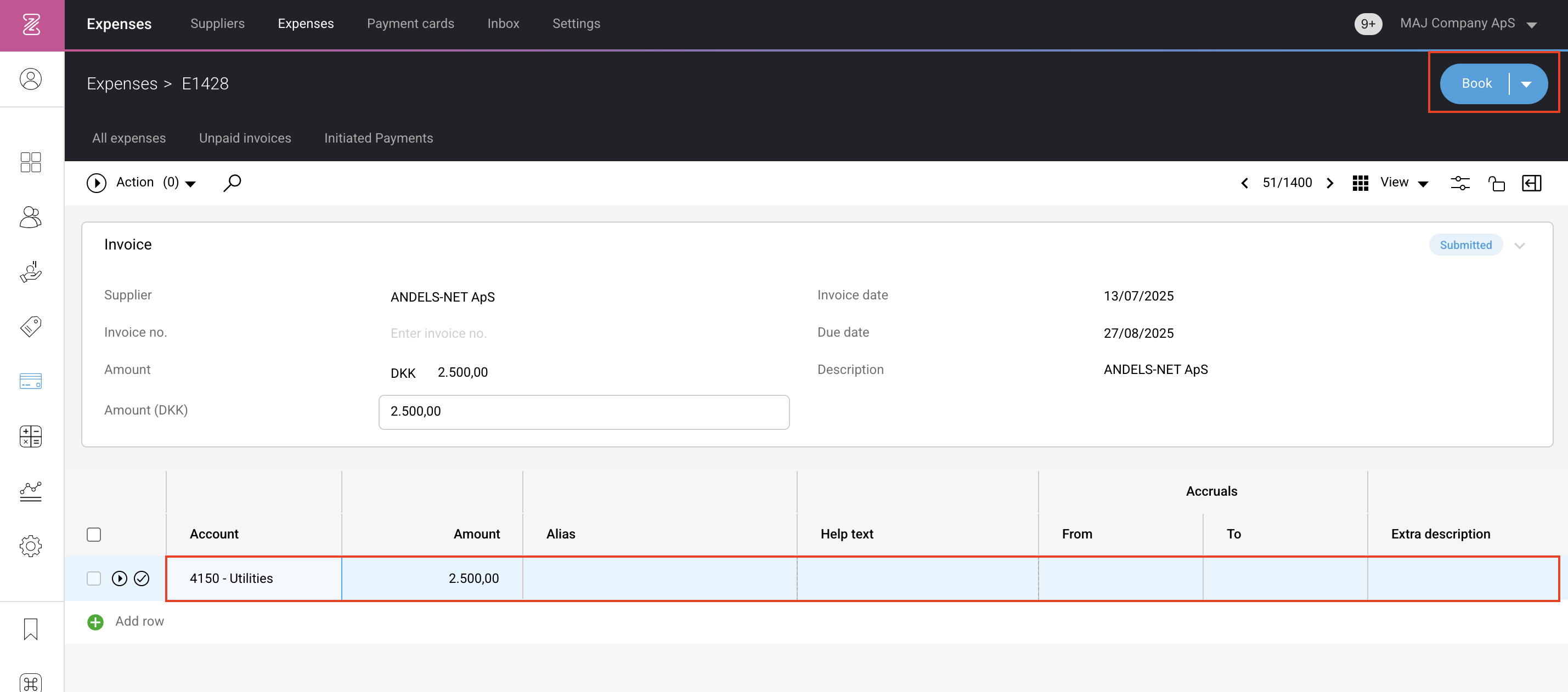 Create a supplier invoice and payment