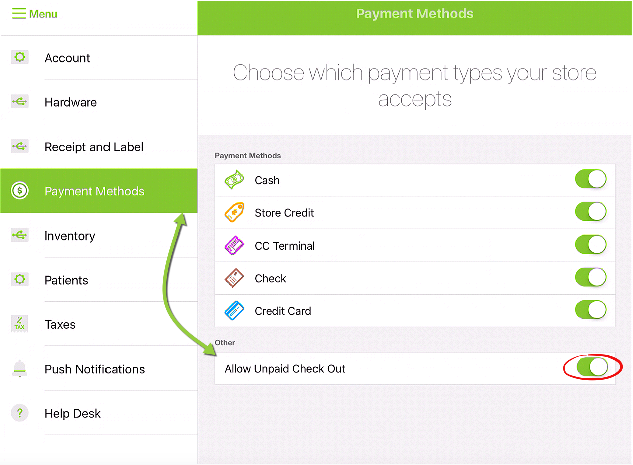 Allow Unpaid Balance (on iPad)