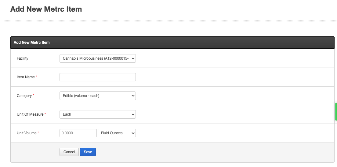 How To Create METRC Items