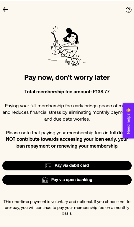 Repaying membership fees early