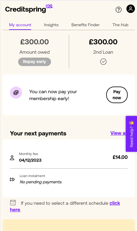Repaying membership fees early